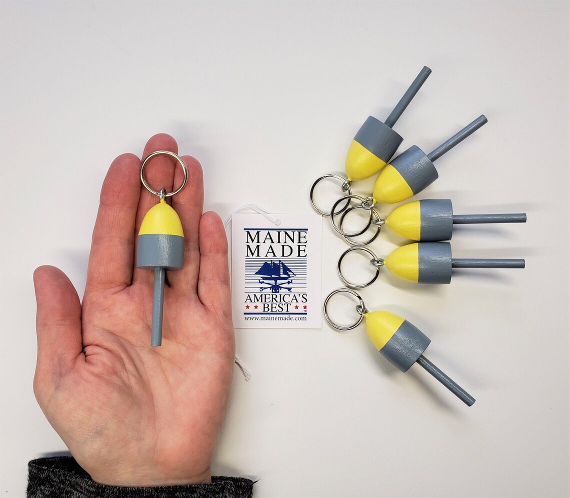 Buoy Key Chains Maine Lobster Buoys Yellow and Gray Set of - Etsy UK