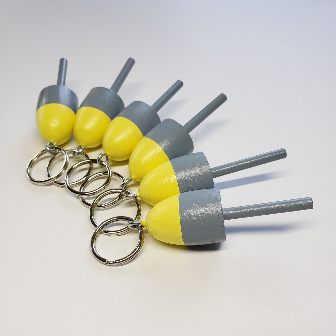 Buoy Key Chains, Maine Lobster Buoys, Yellow and Gray, Set of Six 6 ...