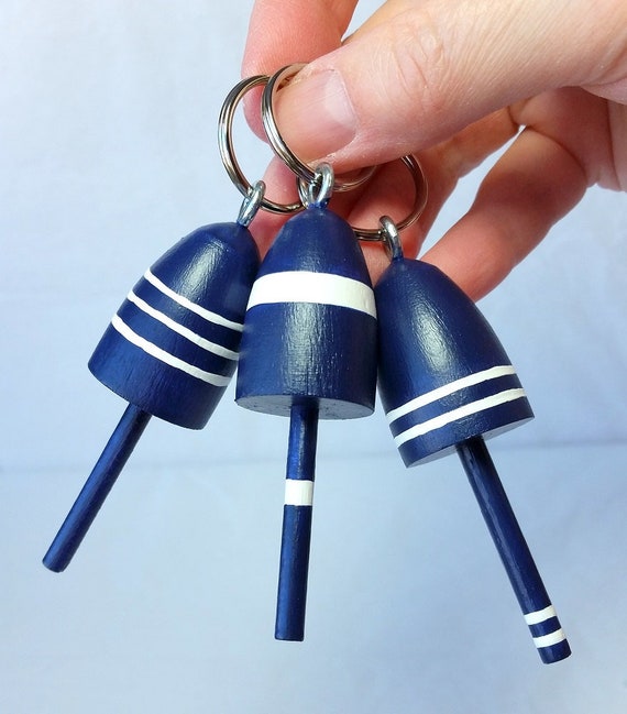 Lobster Buoy Key Chains Nautical Navy and White Set of 3 | Etsy