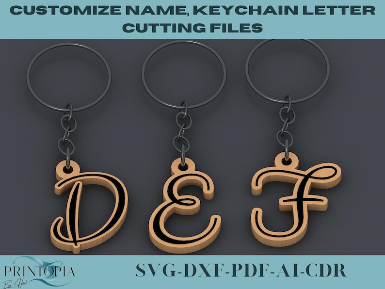 Custom Name Keychain Designs for Laser Cutters,stylish Letter Keychain ...