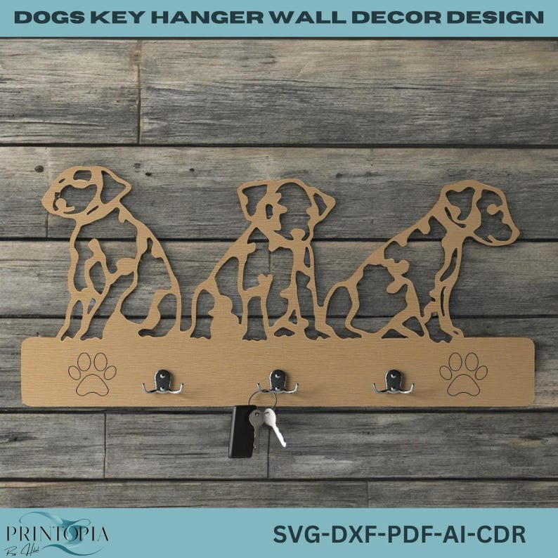 Laser Cut Dog Key Rack - Wall Organizer,dog Key Holder - Laser Cut Wall ...