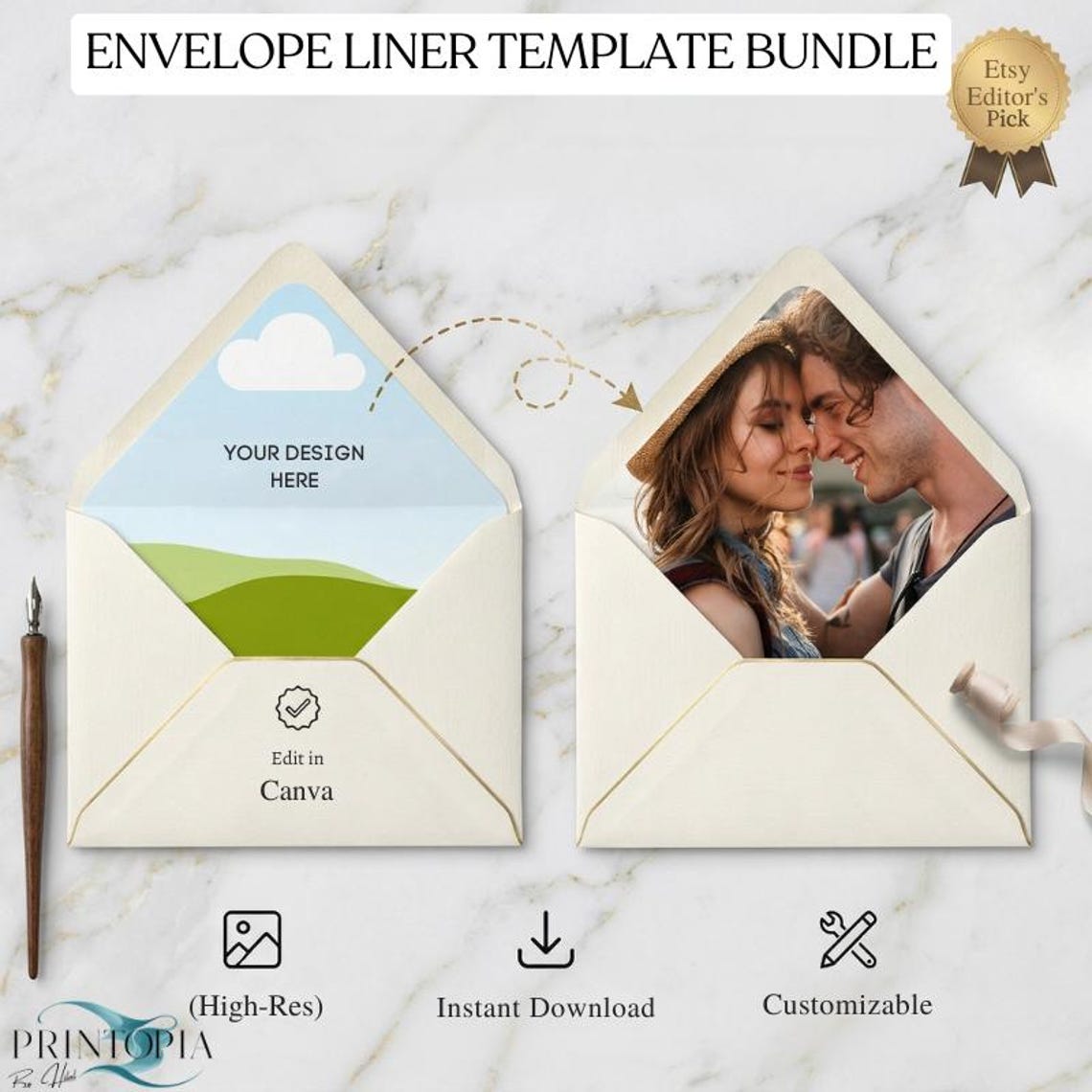 Editable Envelope Liner Canva Template Bundle / DIY Stationery Design ...