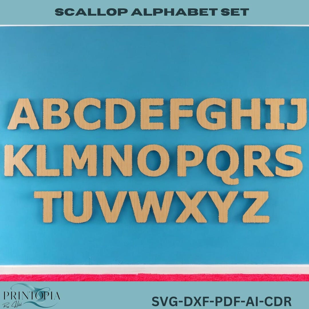 Scallop Alphabet Design Set for Laser Cutting Perfect for DIY Crafts ...