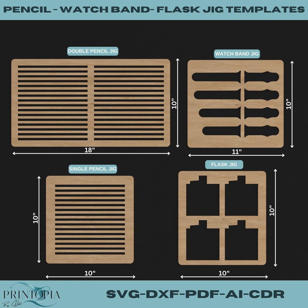 Laser Cut Jig Templates for Pencil, Watch Band, Flask - Perfect for ...