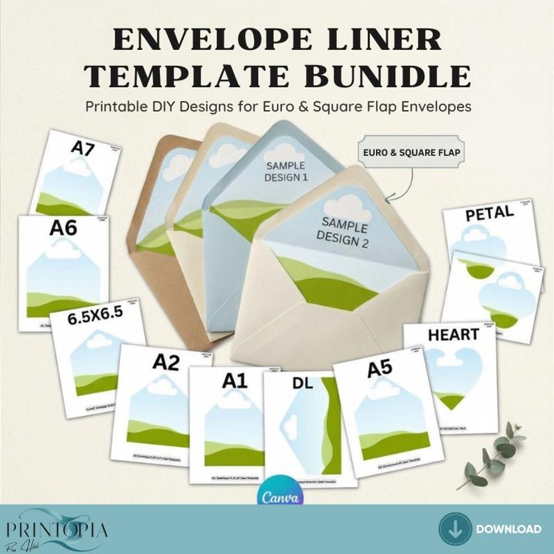Editable Envelope Liner Canva Template Bundle / DIY Stationery Design ...