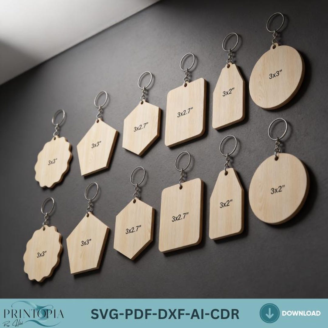 Blank Keychains Bundle Laser Cut Shapes Wood Acrylic Keychain Templates ...
