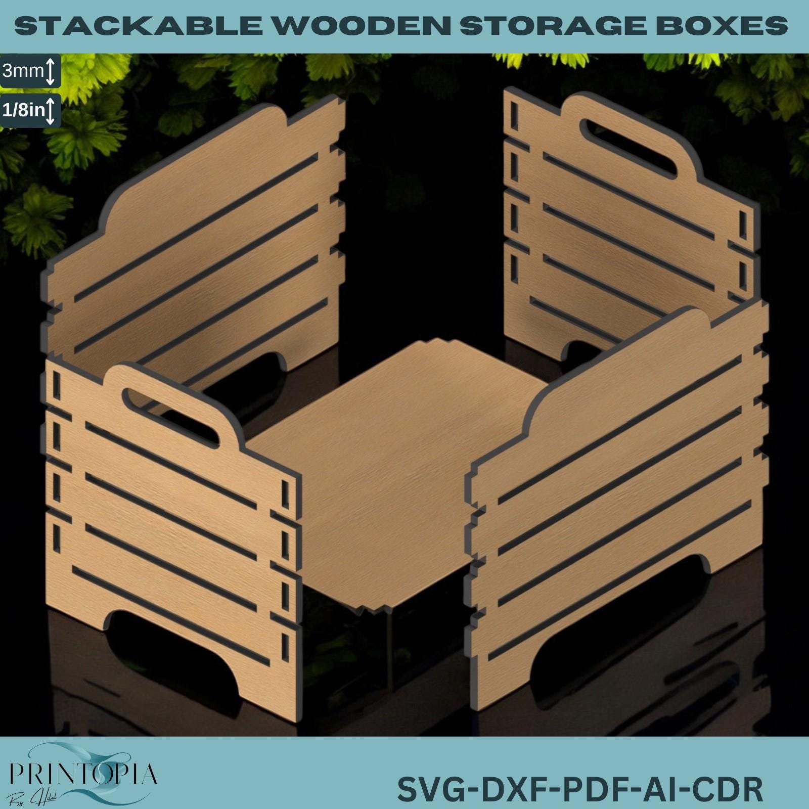 Laser Cut Vector Storage Boxes Stackable Wooden Crates for Home and ...
