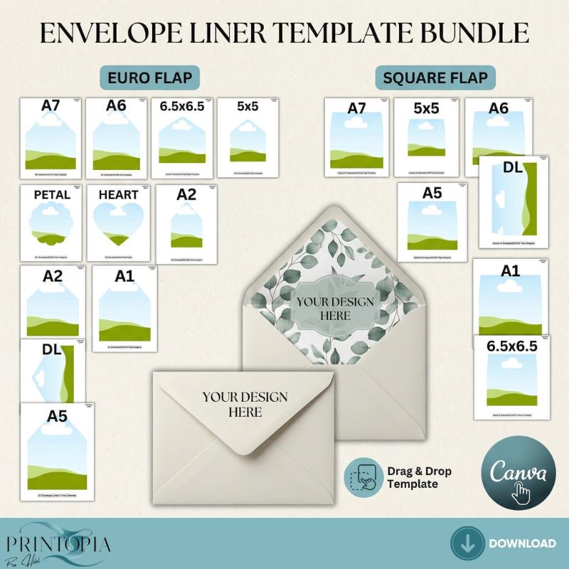 Editable Envelope Liner Canva Template Bundle / DIY Stationery Design ...