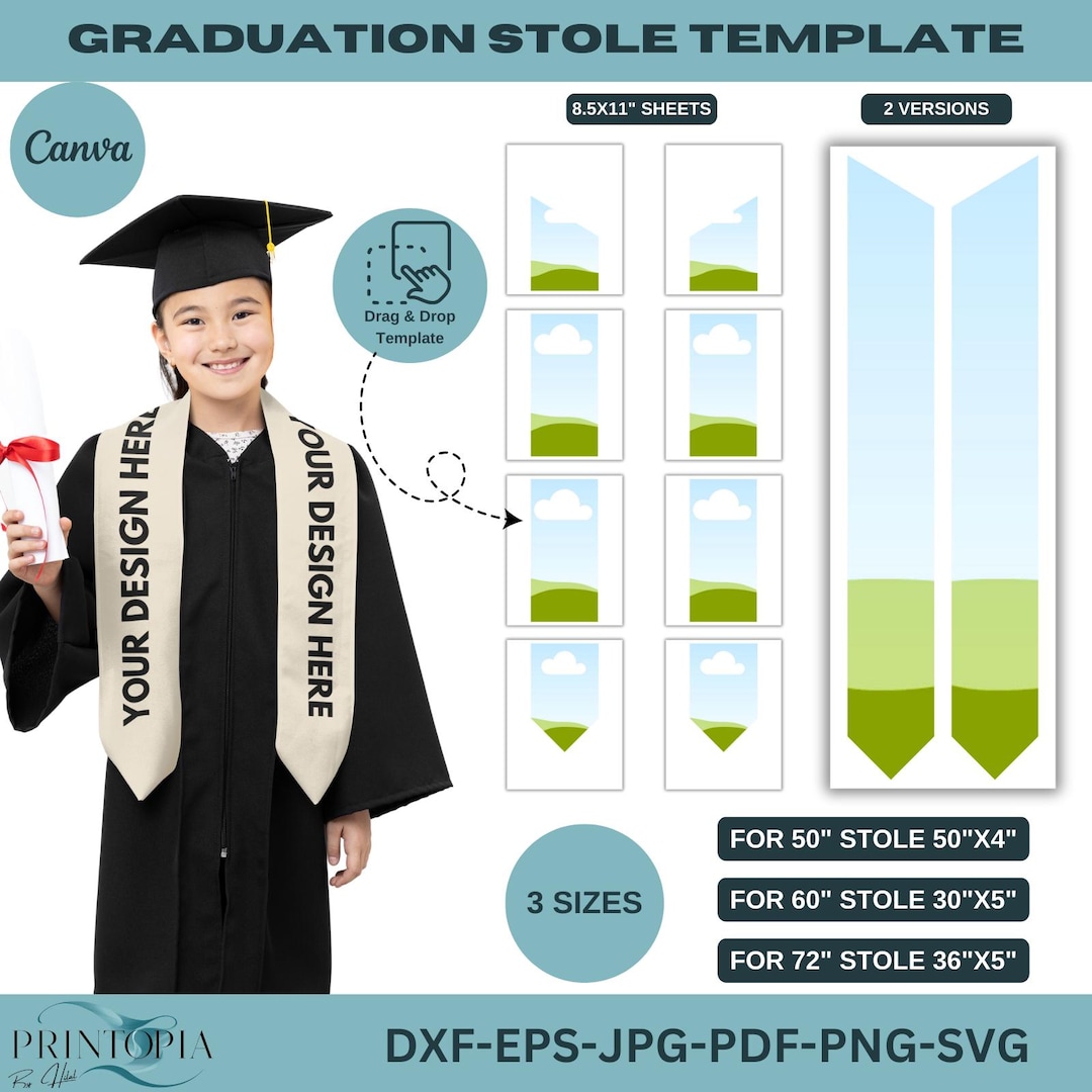 Graduation Stole Design Template Canva Ready, 3 Versatile Sizes, Ideal ...