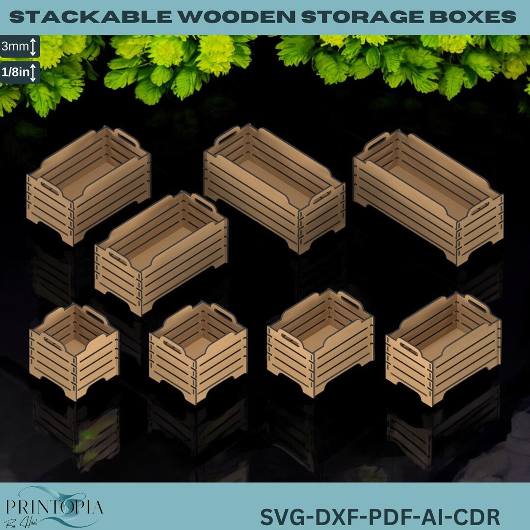 Laser Cut Vector Storage Boxes | Stackable Wooden Crates for Home and ...