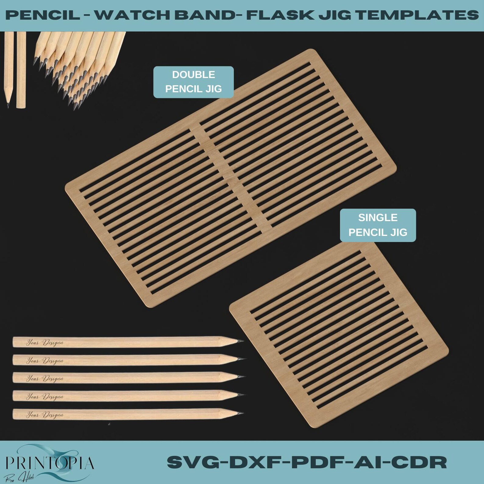 Laser Cut Jig Templates for Pencil, Watch Band, Flask - Perfect for ...