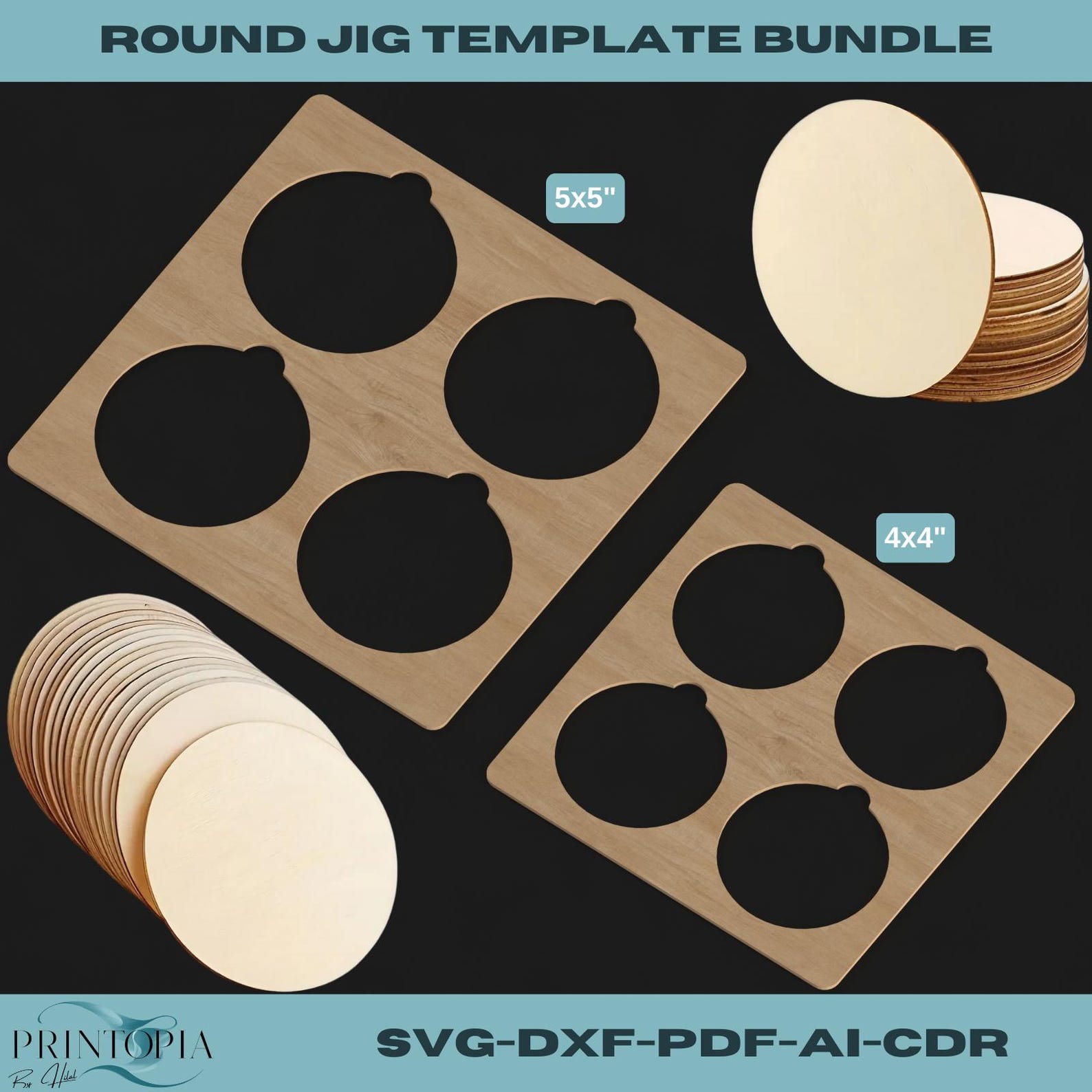 Round Jig Template Bundle for Laser Cutting - Perfect for Engraving ...
