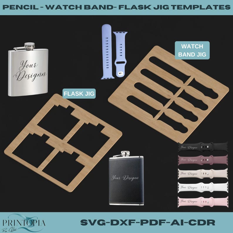Laser Cut Jig Templates for Pencil, Watch Band, Flask - Perfect for ...