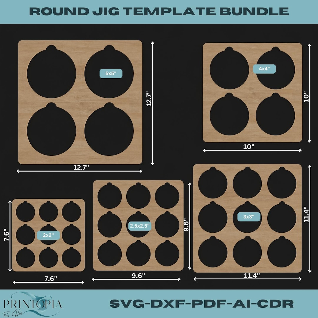 Round Jig Template Bundle for Laser Cutting - Perfect for Engraving ...
