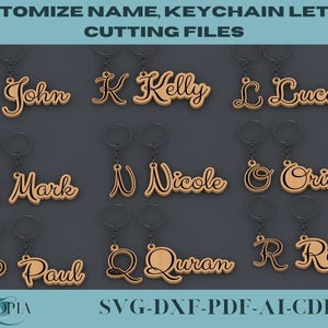 Custom Name Keychain Designs for Laser Cutters,stylish Letter Keychain ...
