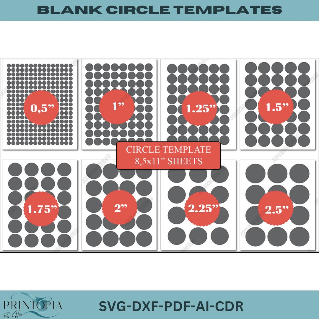 Circle Label Template Bundle Customizable Round Stickers More,diy ...