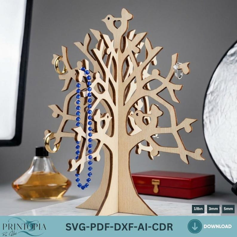 Plywood Tree Jewelry Stand | DIY Laser Cut Organizer for Rings ...