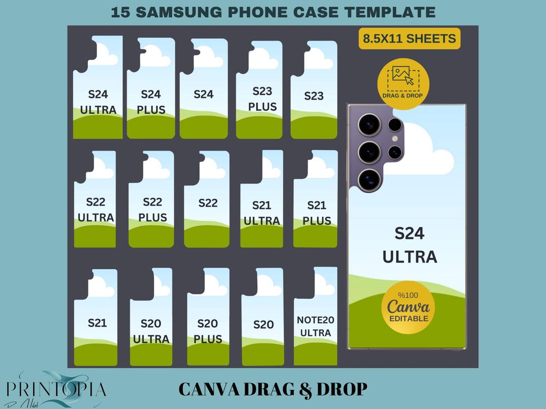 Editable Samsung Galaxy Phone Case Template Bundle Perfect for S24 ...