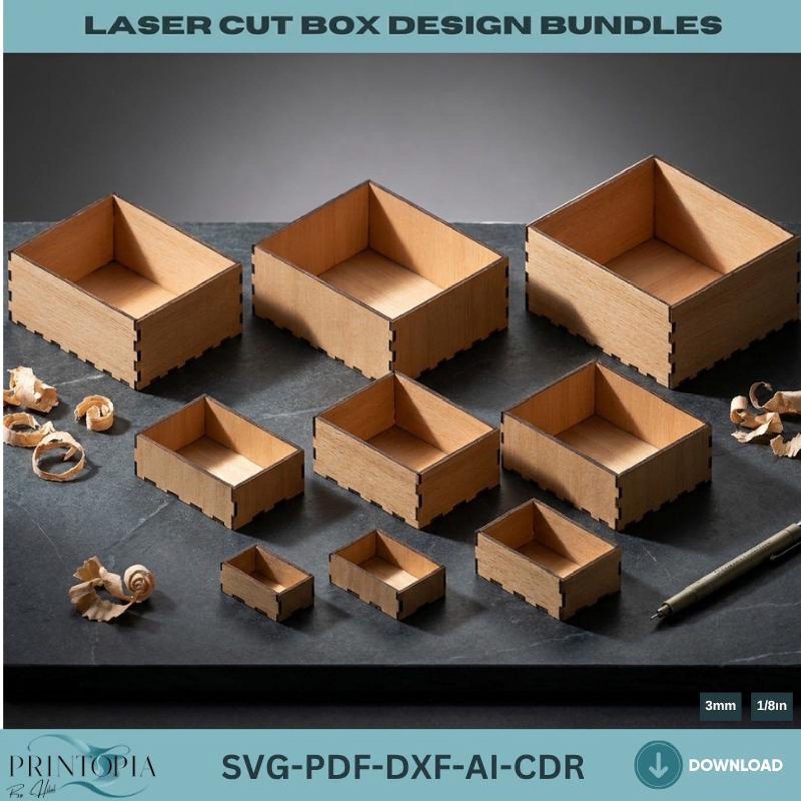 Storage Box SVG Bundle | Laser Cut Boxes Designs | 9 Sizes Included Box ...