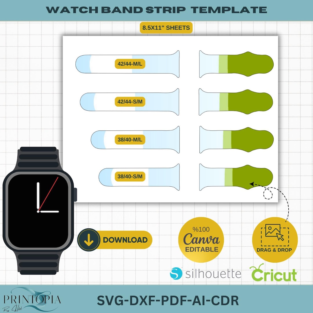 DIY Watch Band Template Bundle | Perfect for Cricut & Silhouette | 8 ...