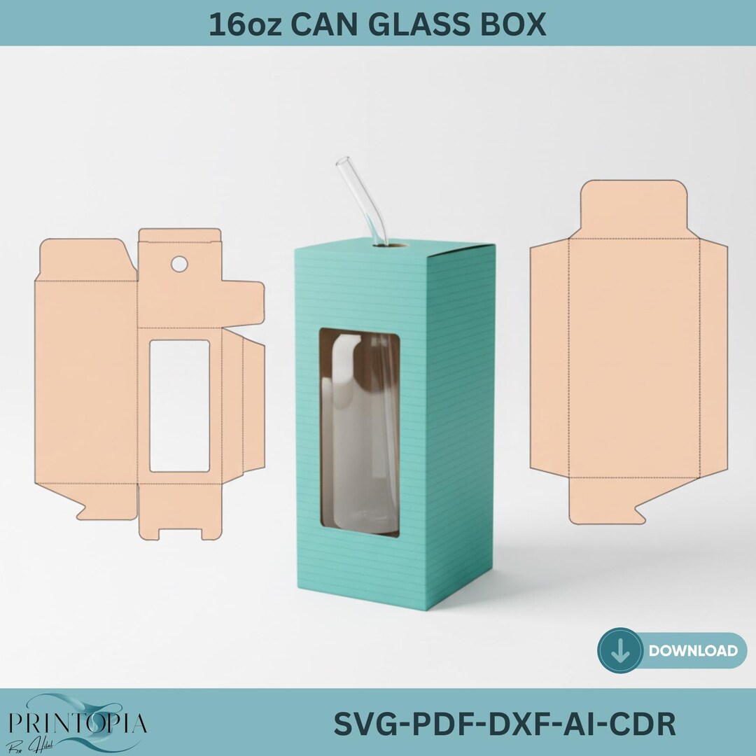 16oz Can Glass Box Template for Cricut and Silhouette | Packaging ...
