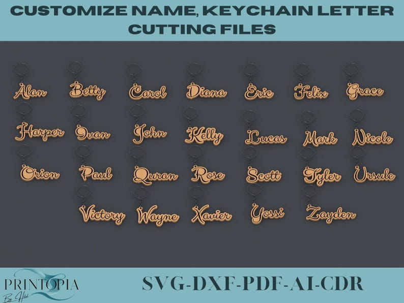 Custom Name Keychain Designs for Laser Cutters,stylish Letter Keychain ...