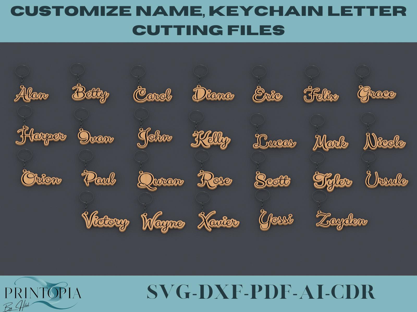 Custom Name Keychain Designs for Laser Cutters,stylish Letter Keychain ...