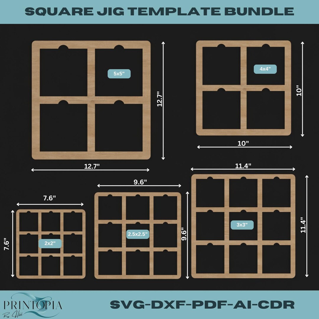 Square Jig Template Bundle for Laser Cutting - Multiple Sizes for ...