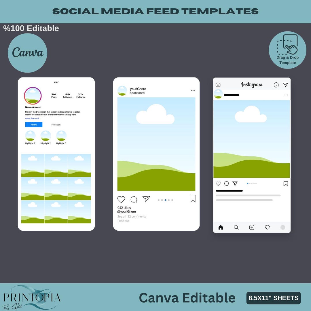 Editable Social Media Feed Templates for Eye-catching Instagram Posts ...