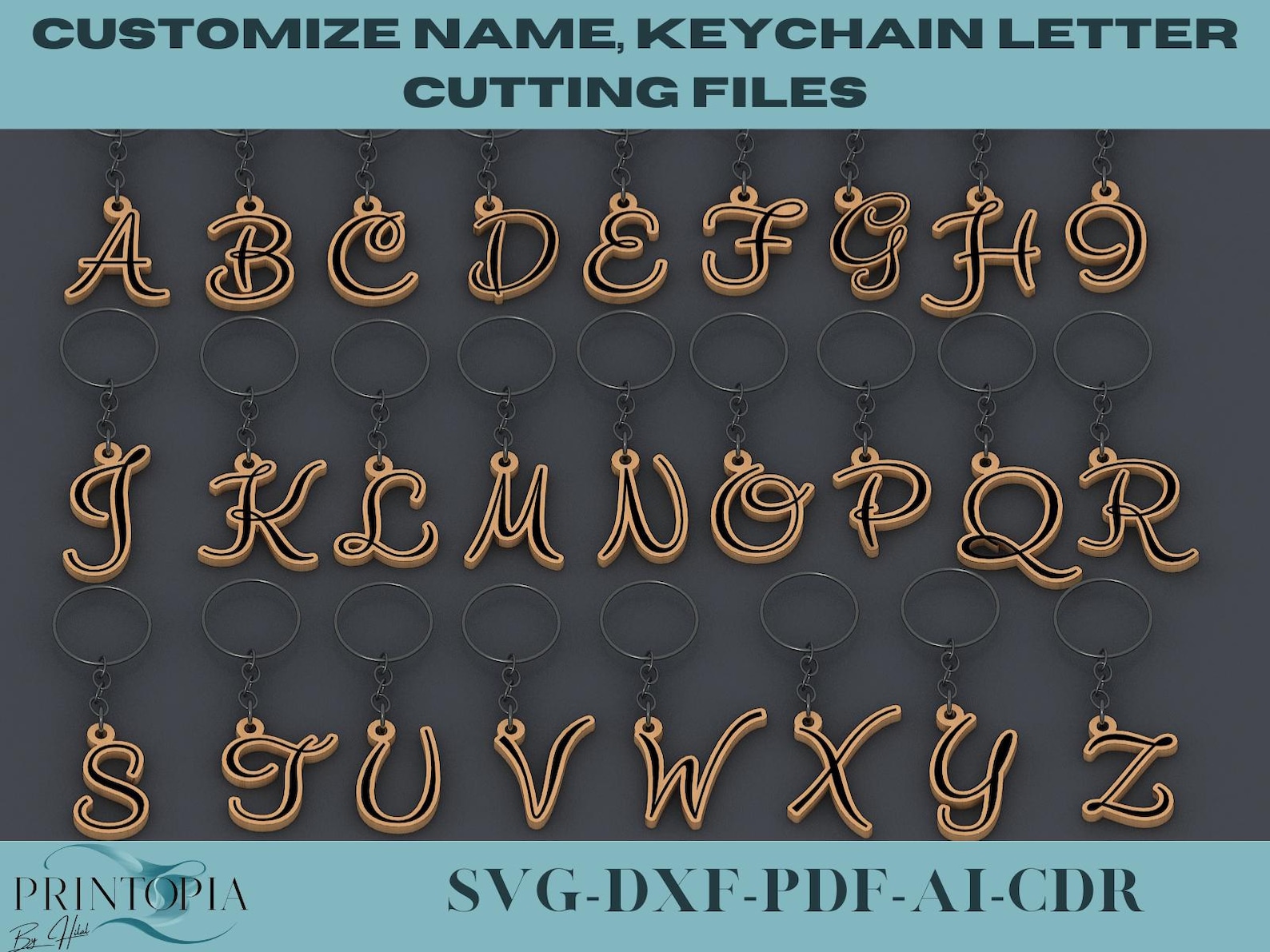 Custom Name Keychain Designs for Laser Cutters,stylish Letter Keychain ...