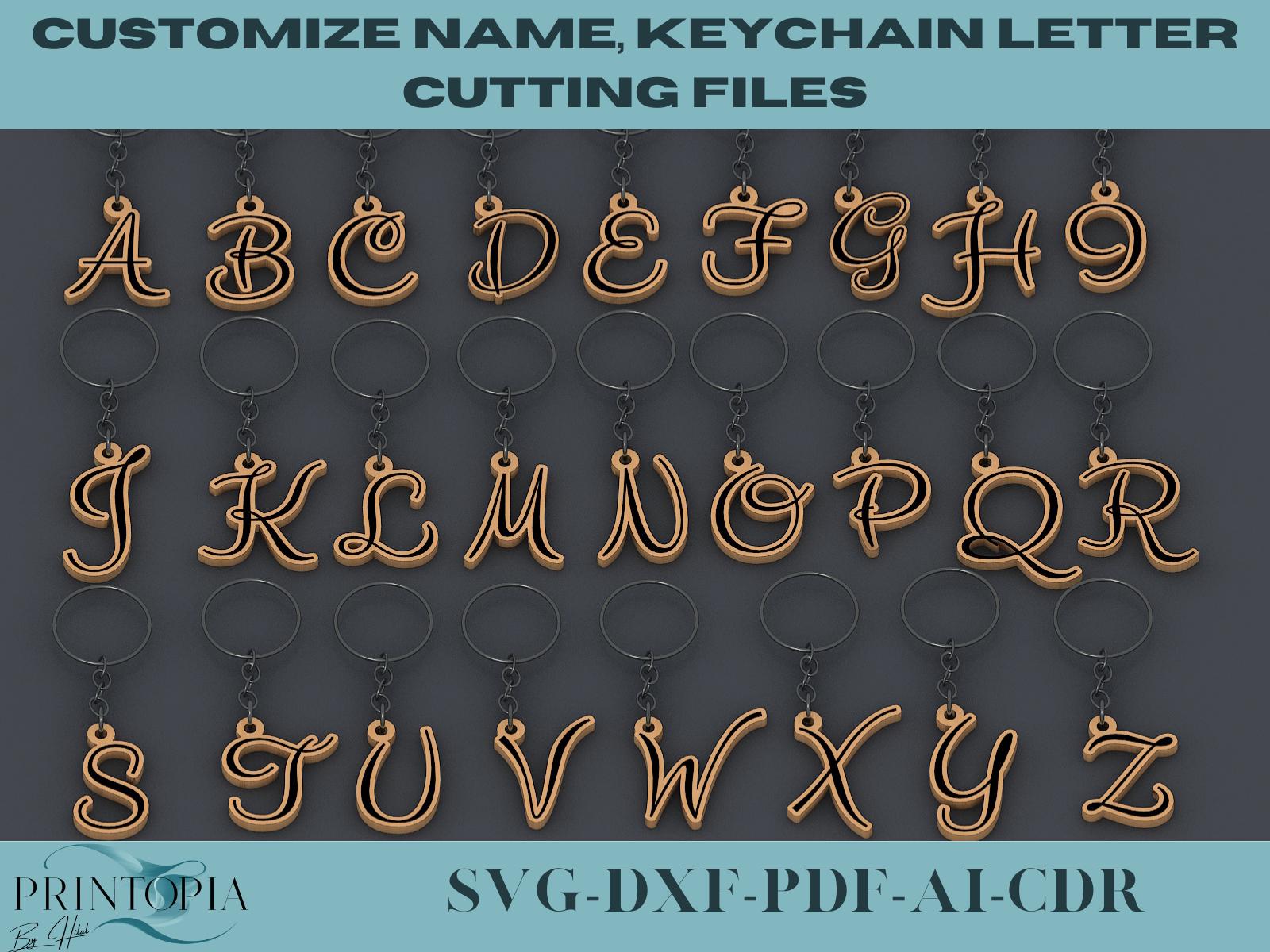 Custom Name Keychain Designs for Laser Cutters,stylish Letter Keychain ...