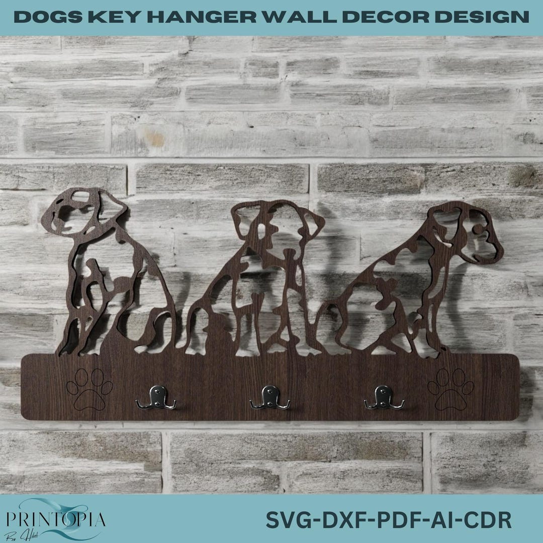 Laser Cut Dog Key Rack - Wall Organizer,dog Key Holder - Laser Cut Wall ...