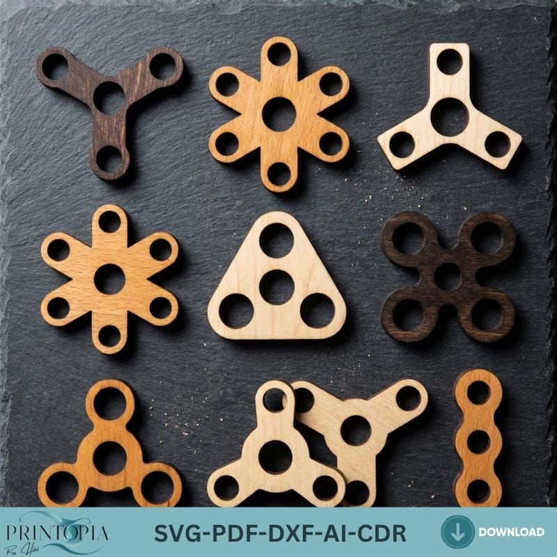 11 Fidget Spinner Laser Cut Templates Wooden Plywood DIY Sensory Toys ...
