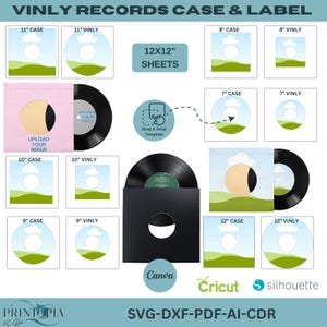 Vinyl Record Case & Label Template 12x12 Sheets Customizable Svg, PDF ...