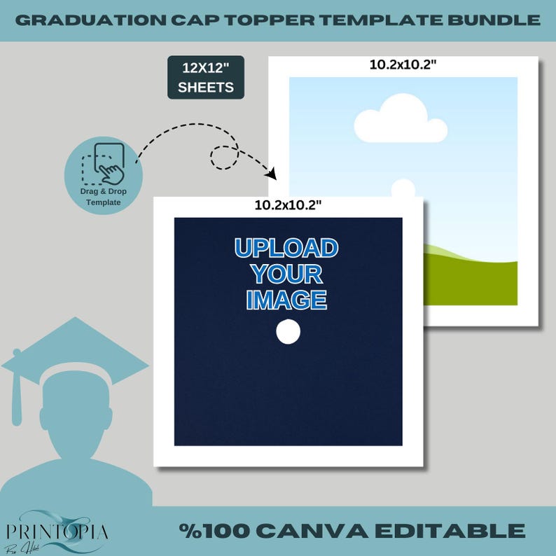 Editable Graduation Cap Topper Templates Customizable Canva Bundle for ...