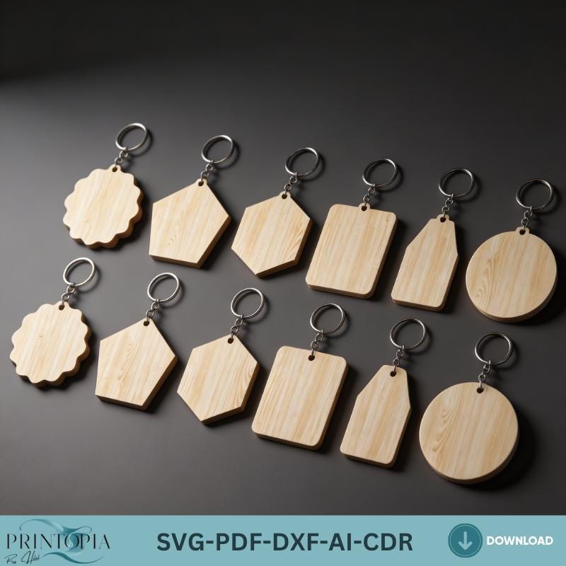 46pcs Keychain Blank Bundle Lasercut Templates Geometric Shape SVG DIY ...