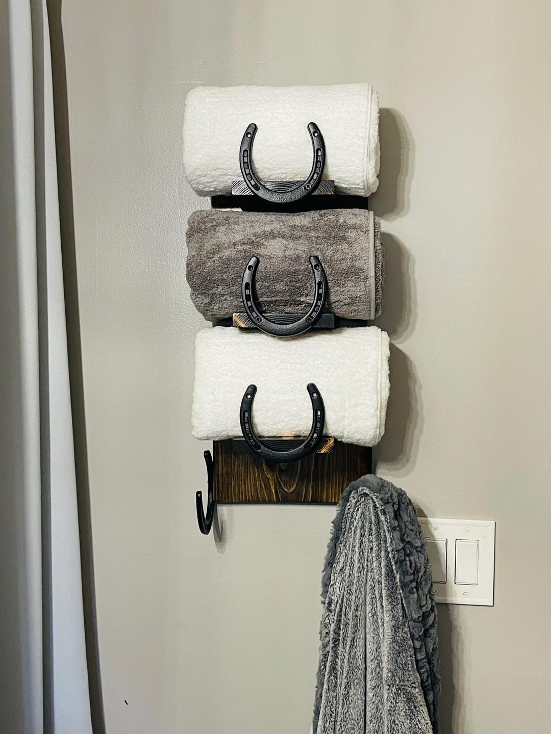 Western Decor Horseshoe Towel Rack Country Bathroom Towel Rack Western ...