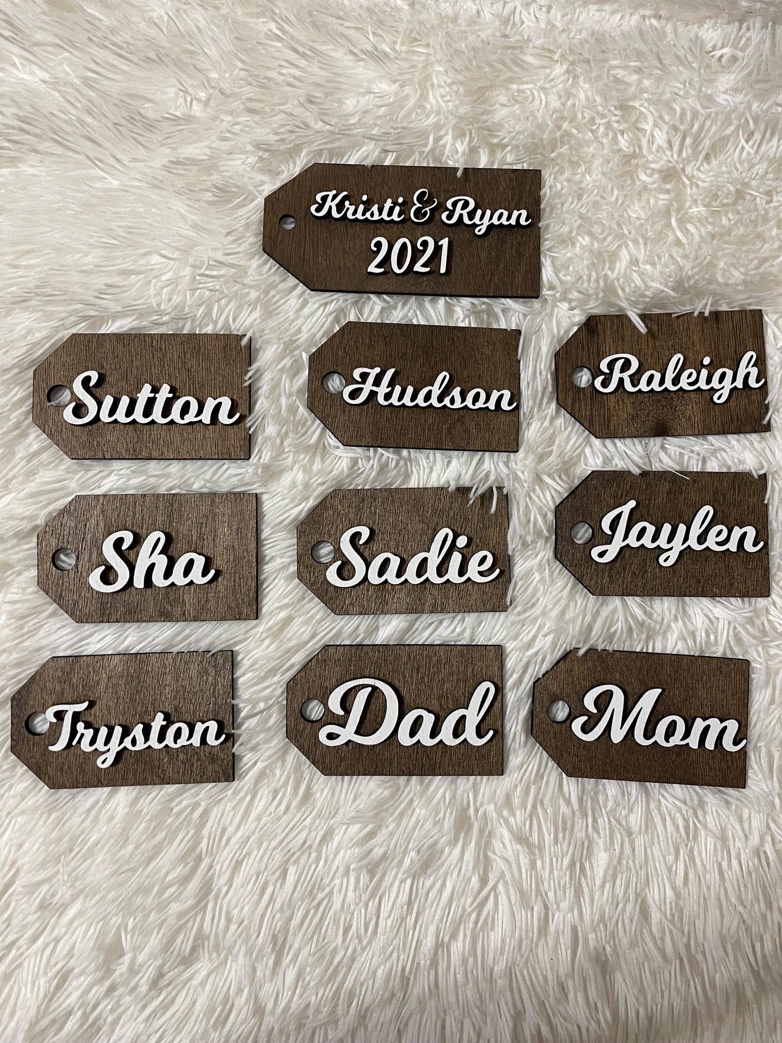 Stocking Tags With 3d Layered Look Wooden Name Tags for Gifts Baskets ...
