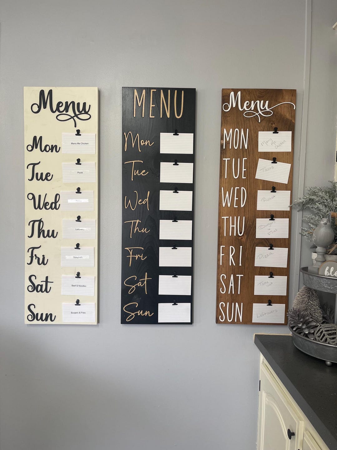 Rustic Farmhouse Menu Board Weekly Meal Planner With Clips Farmhouse ...