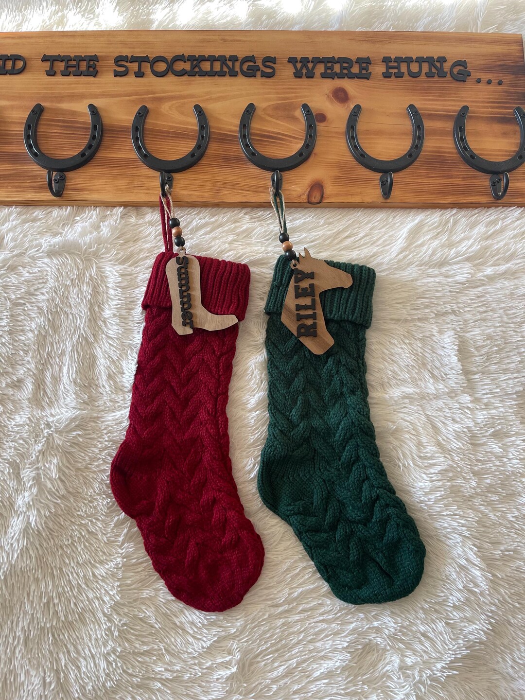 Horseshoe Stocking Holder Rustic Stocking Holder Horseshoe Mantel ...