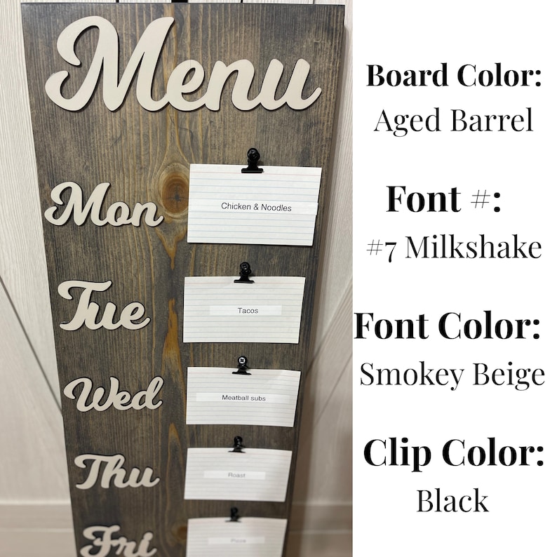Rustic Farmhouse Menu Board Weekly Meal Planner With Clips Farmhouse ...