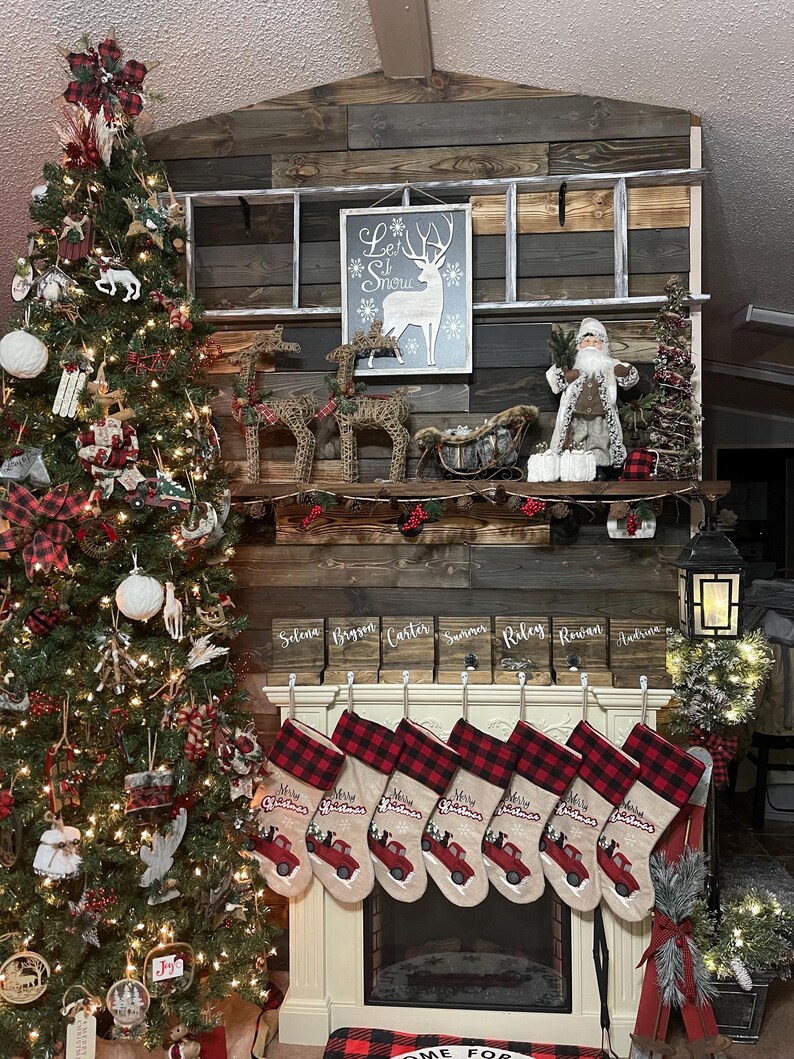 Stocking Holders Farmhouse Personalized Rustic Customizable Stocking ...