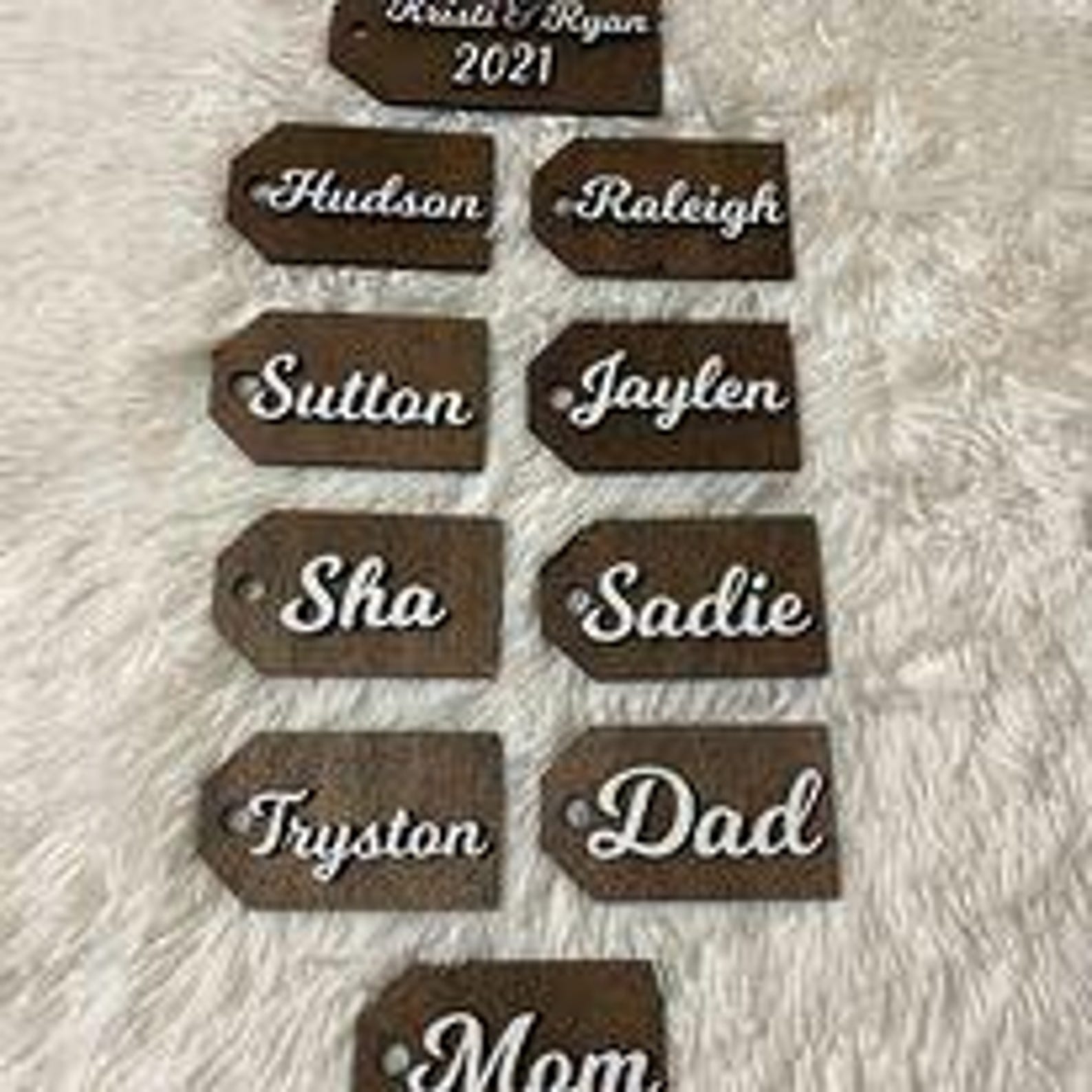 Stocking Tags With 3d Layered Look Wooden Name Tags for Gifts Baskets ...
