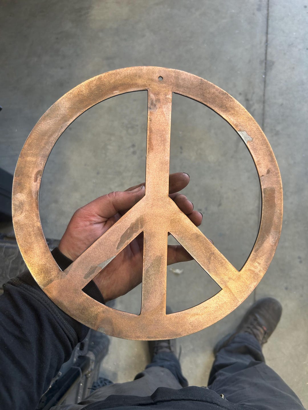Metal Peace Sign Copper Patina - Etsy