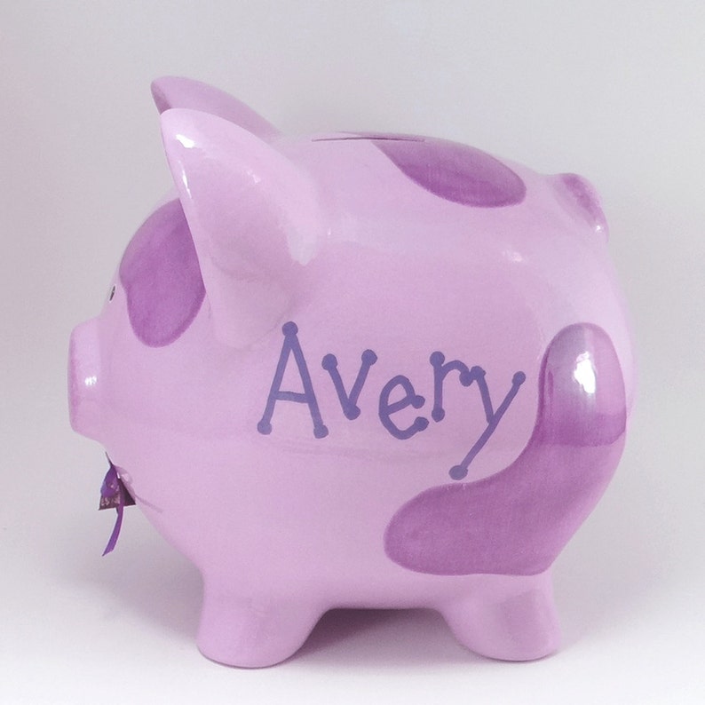 Purple Cow Personalized Piggy Bank Ceramic Cow Bank Moolah | Etsy