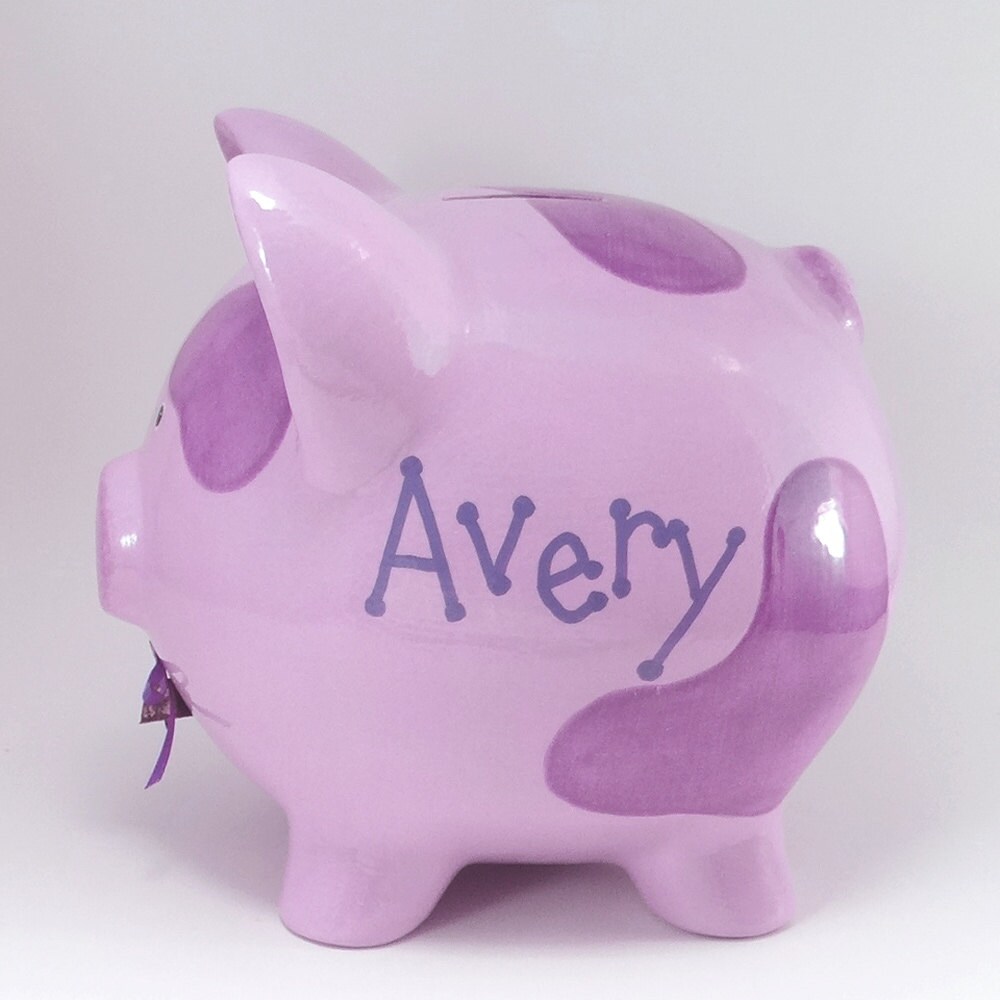 Purple Cow Personalized Piggy Bank Ceramic Cow Bank Moolah | Etsy