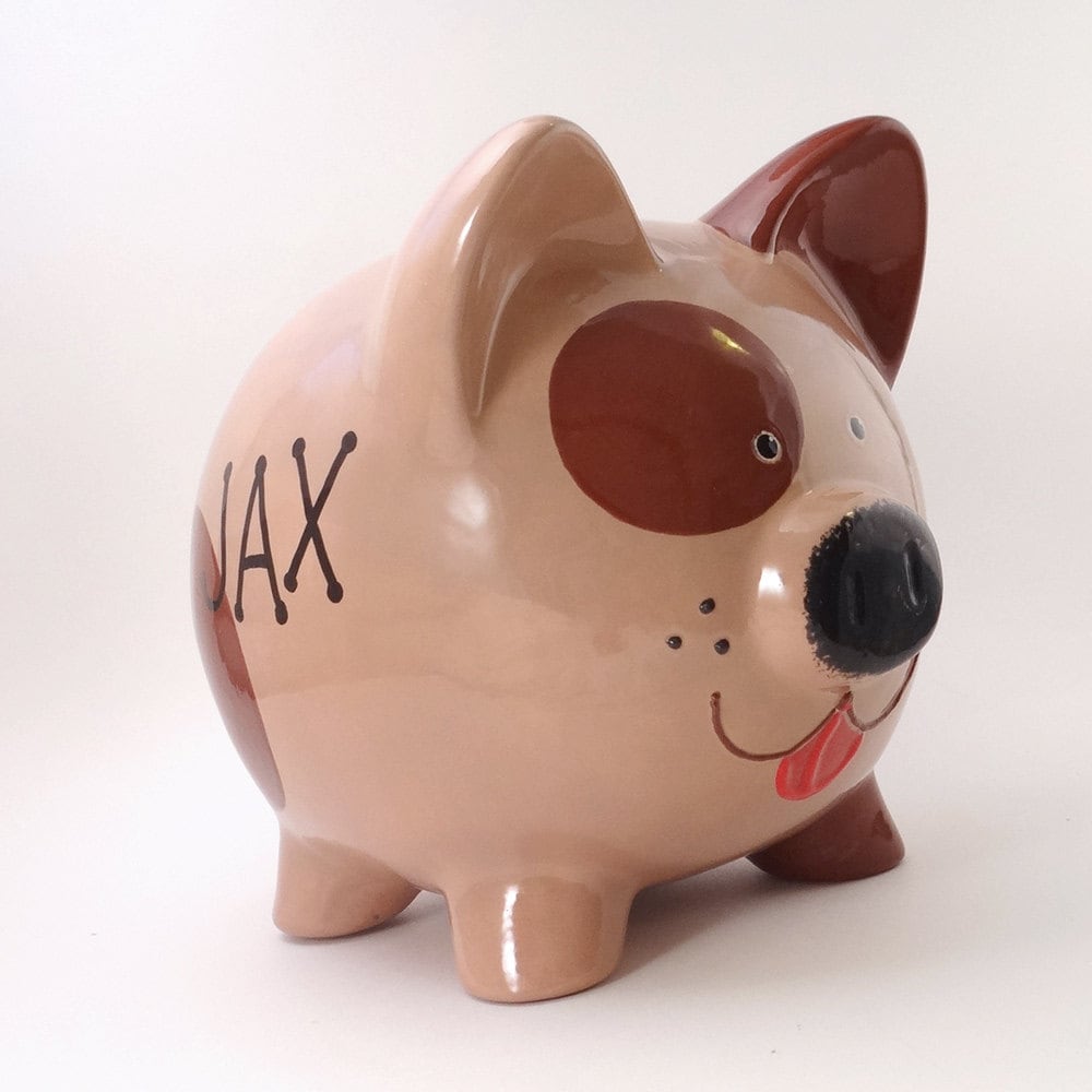 Brown Dog Personalized Piggy Bank Puppy Dog Bank Animal - Etsy