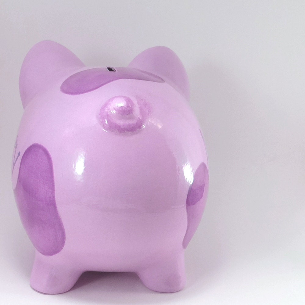 Purple Cow Personalized Piggy Bank Ceramic Cow Bank Moolah | Etsy