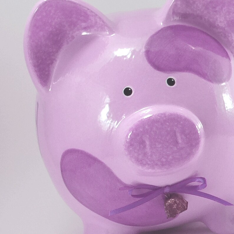 Purple Cow Personalized Piggy Bank Ceramic Cow Bank Moolah - Etsy