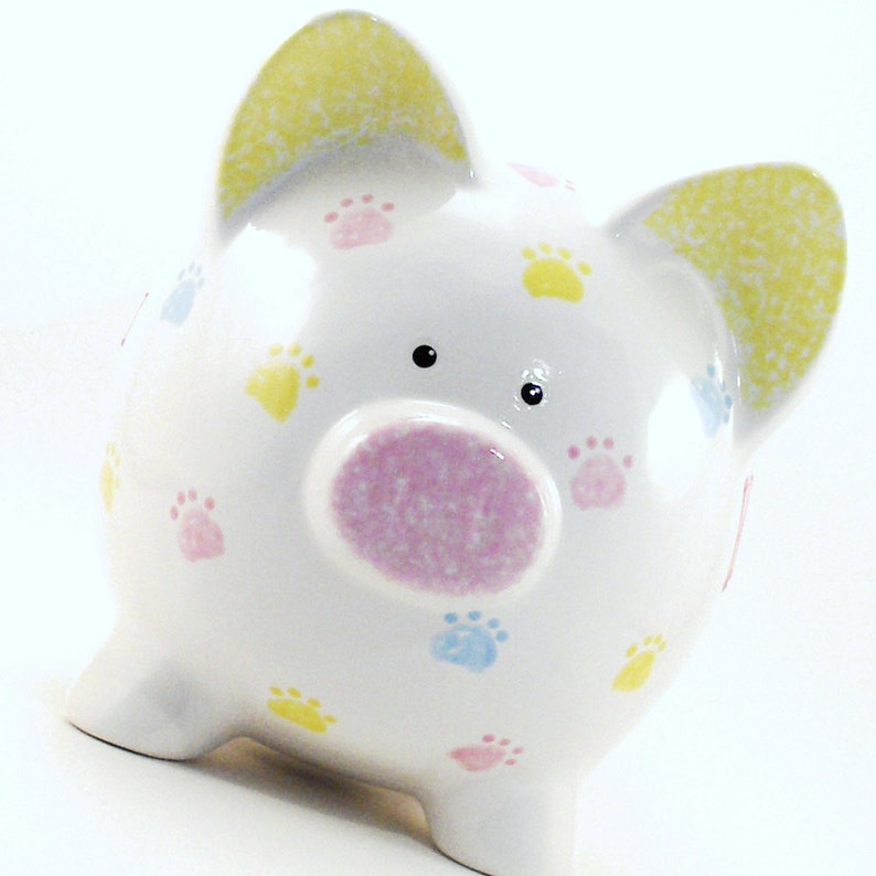 Paw Prints Piggy Bank Personalized Piggy Bank Puppy Prints | Etsy